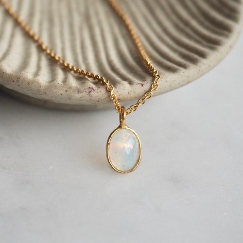 October Birthstone Opal Necklace Opal Pendant Birthstone - Etsy
