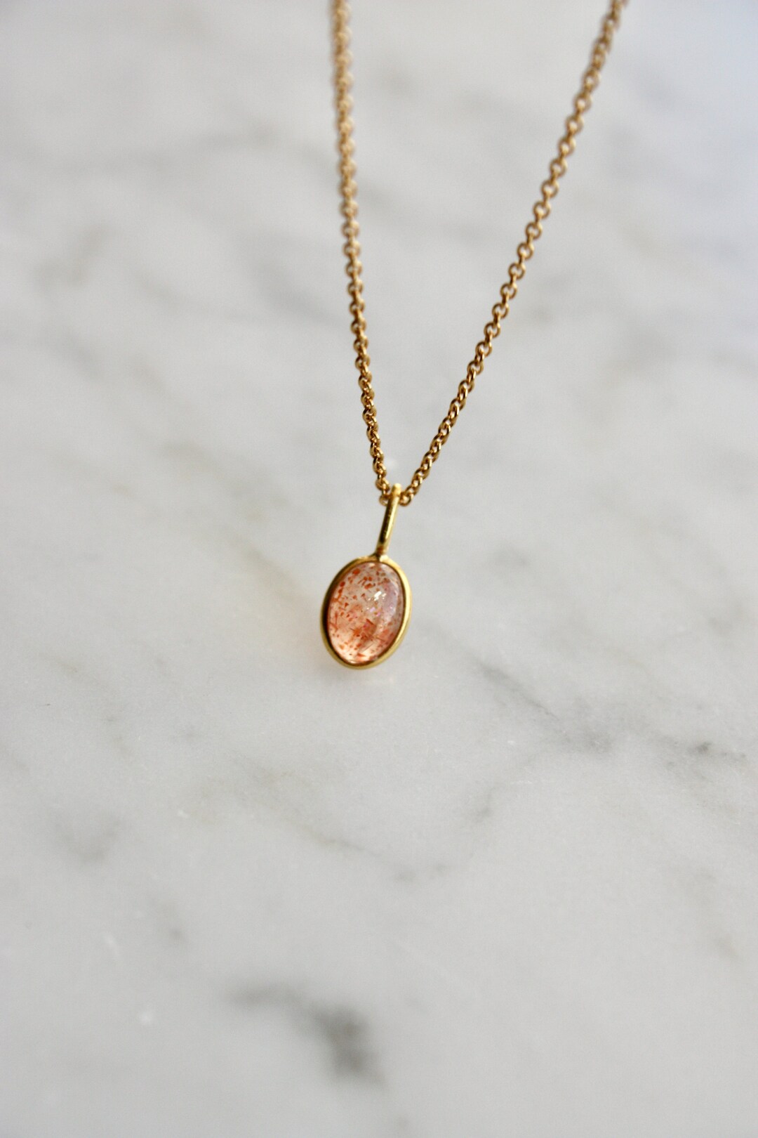 Genuine Sunstone Pendant Necklace, Natural Sunstone Jewelry, Dainty ...