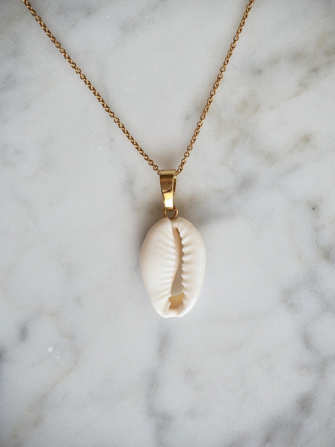 Gold Filled Cowrie Shell Necklace: Dainty Beach Jewelry - Etsy