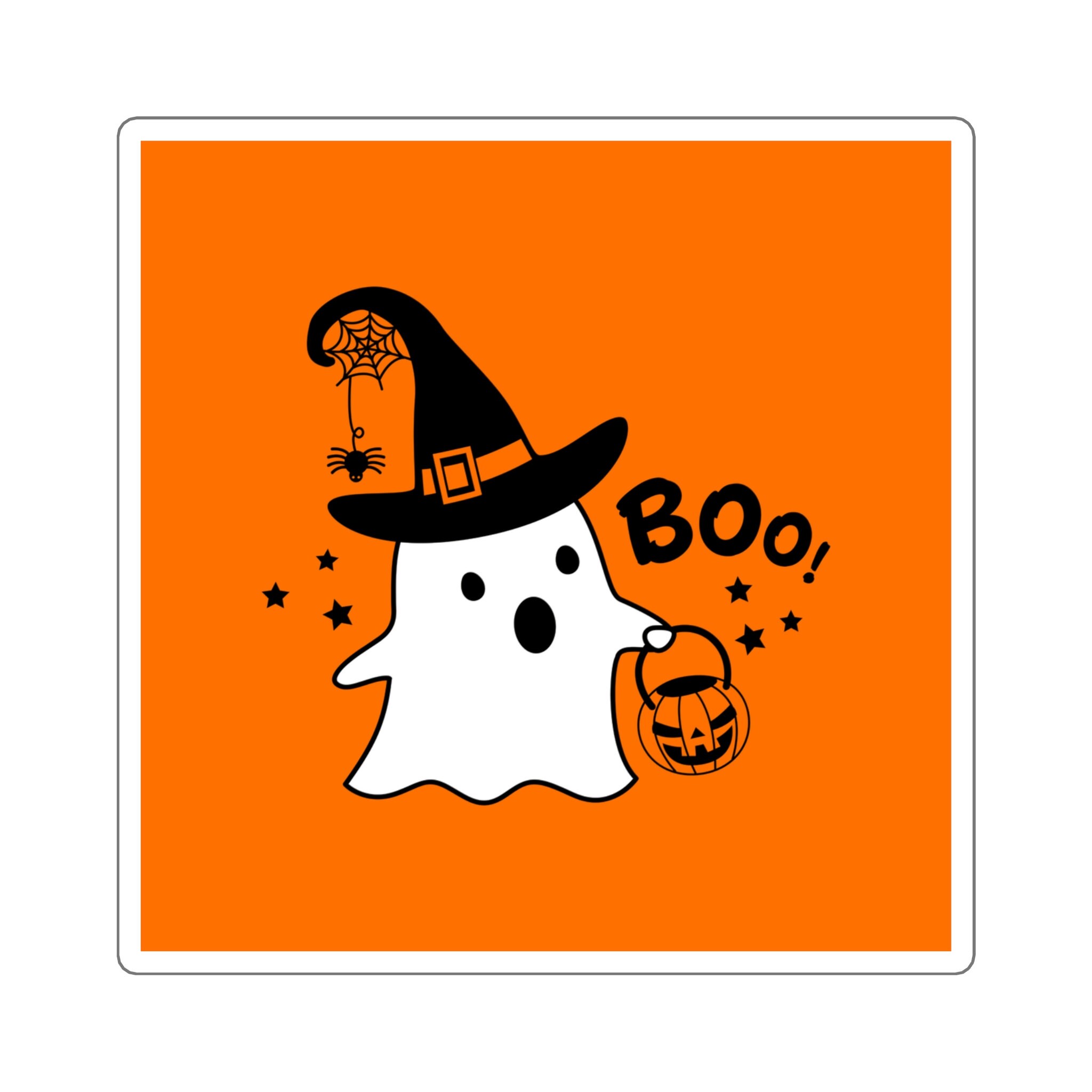 Boo Ghost Halloween Square Sticker - Etsy