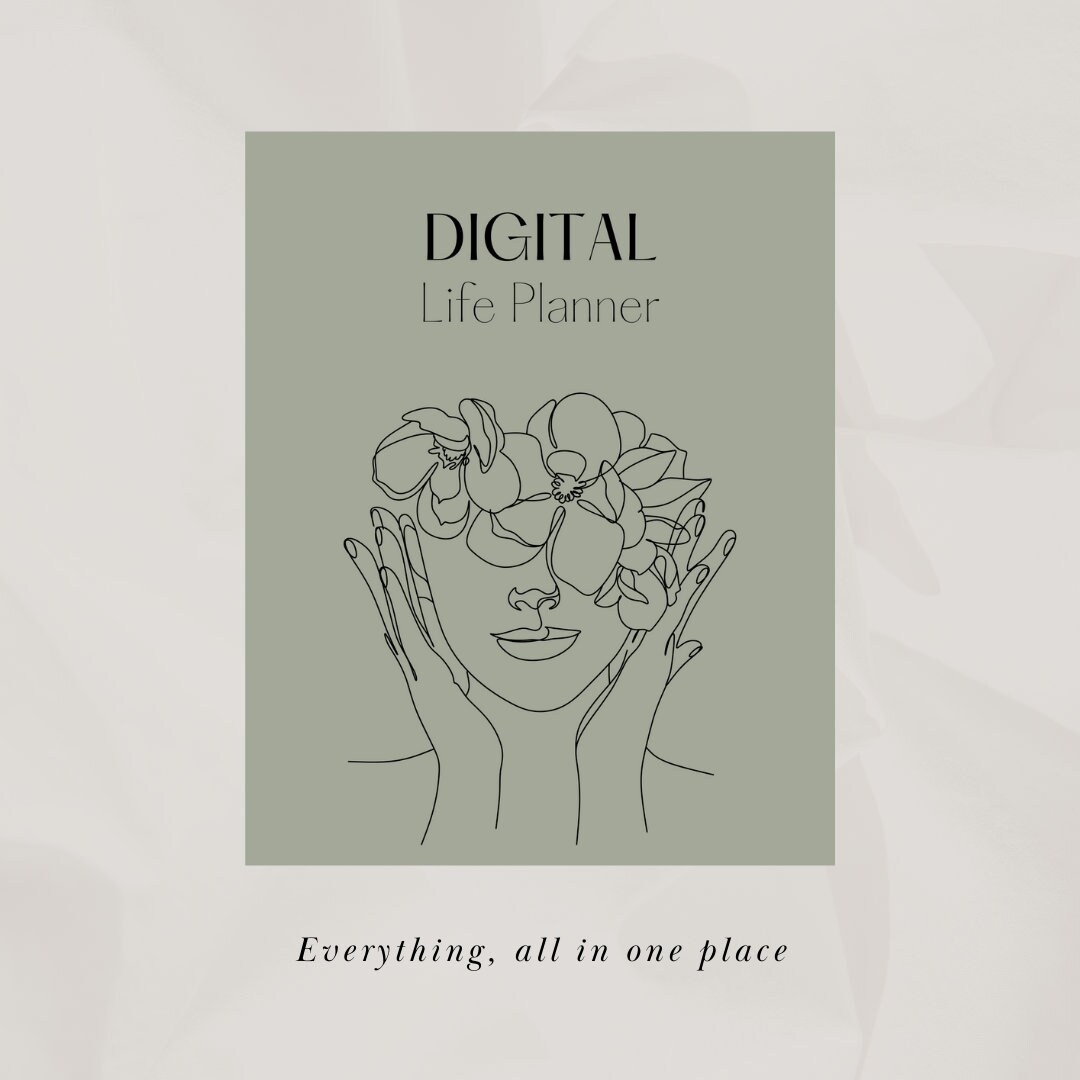 Digital Life Planner Printable Green Template Tracker Undated Planner ...