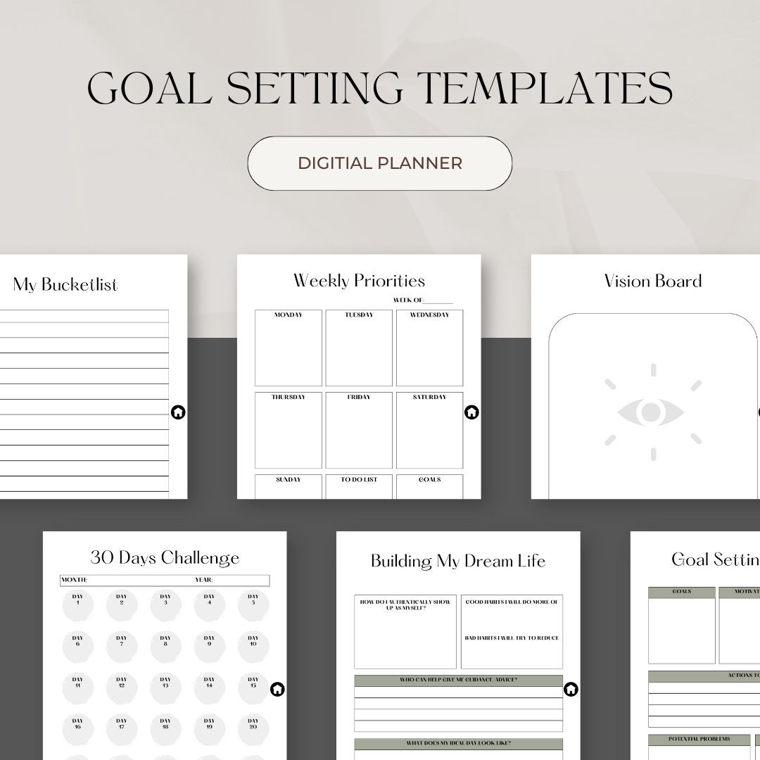 Digital Life Planner Printable Green Template Tracker Undated Planner ...