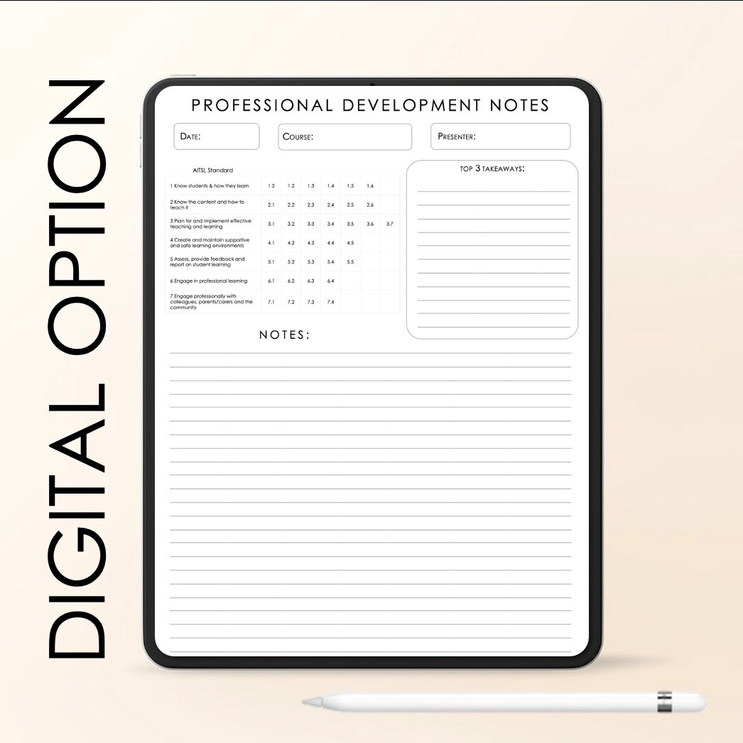 Teacher Professional Development Log & Meetings Notebook PRINTABLE ...