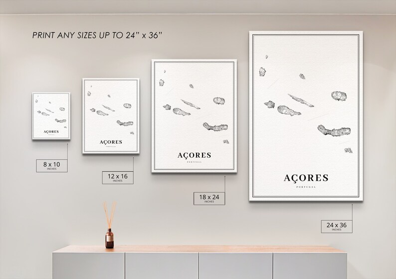 Azores Map Print Açores Portugal Road Map Poster São Miguel | Etsy