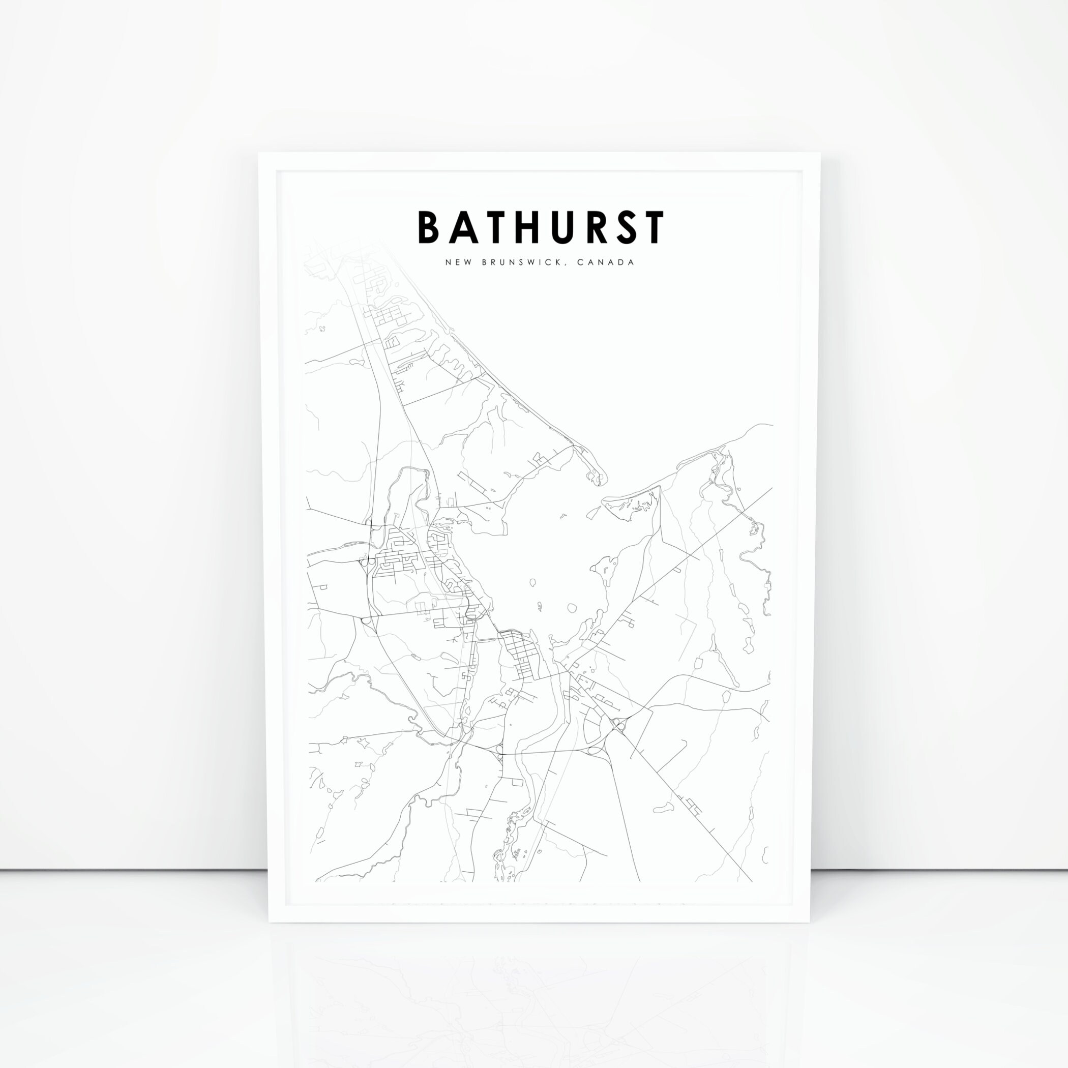Bathurst Map Print New Brunswick Canada Map Art Poster City | Etsy