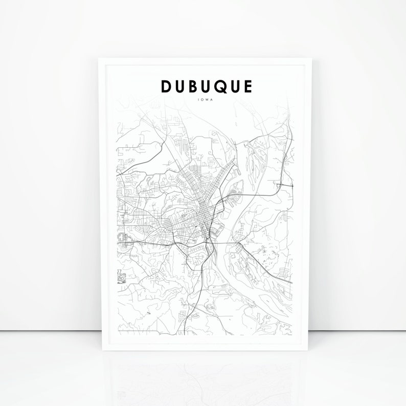Dubuque IA Map Print Iowa USA Map Art Poster City Street | Etsy