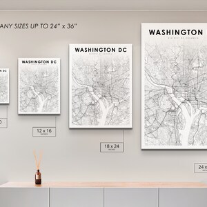 Washington DC Map Print, District of Columbia USA Map Art Poster, City ...