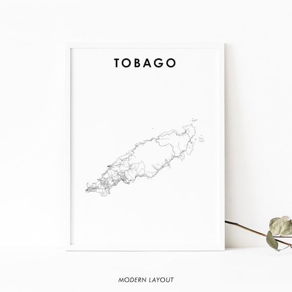 Tobago Map Print Trinidad and Tobago Road Map Poster - Etsy