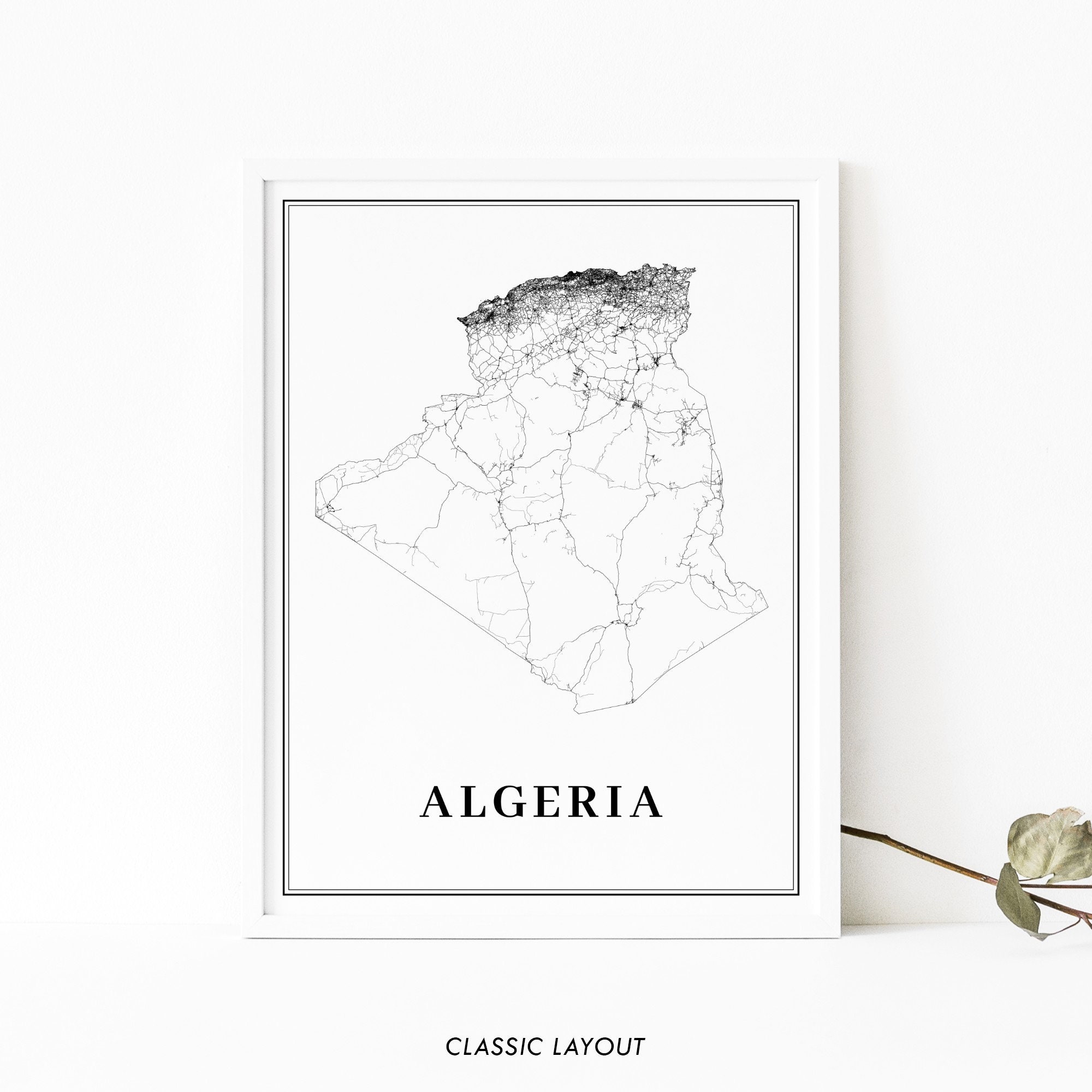 Algeria Map Print, Road Map Poster, Country Map Art, الجزائر الدزاير ...