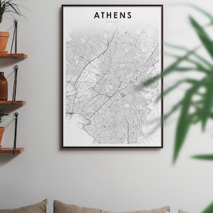 Athens Greece Map Print, Map Art Poster, Αθήνα Ελλάδα, City Street Road ...