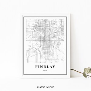 Findlay OH Map Print, Ohio USA Map Art Poster, Hancock County, City ...