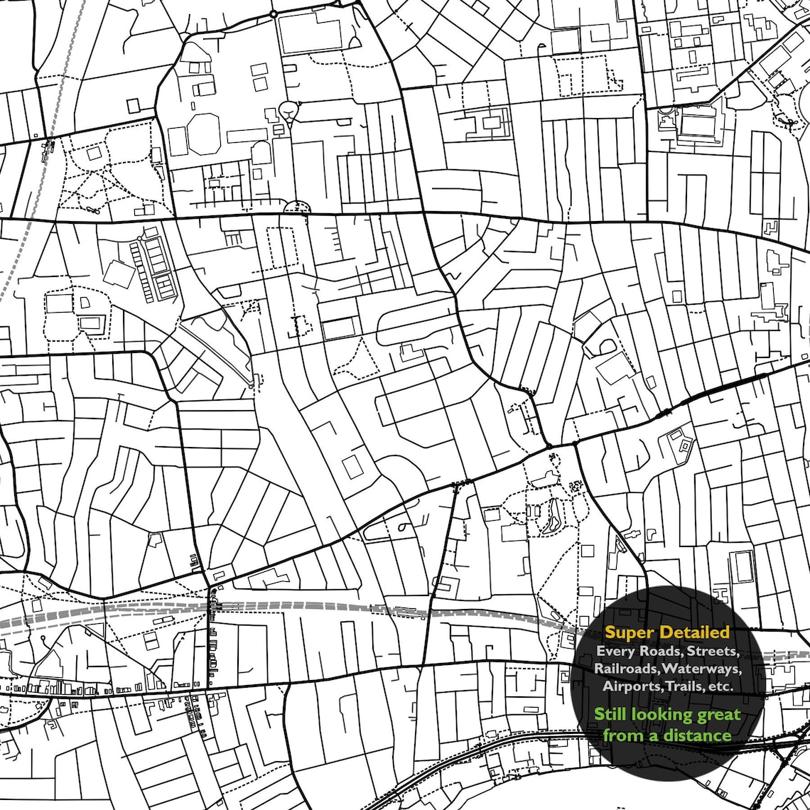 Ealing London Map Print, England UK United Kingdom Map Art Poster, City ...