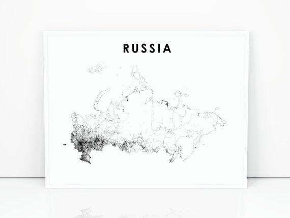 Russia Map Print Road Map Art Poster Moscow Russian | Etsy