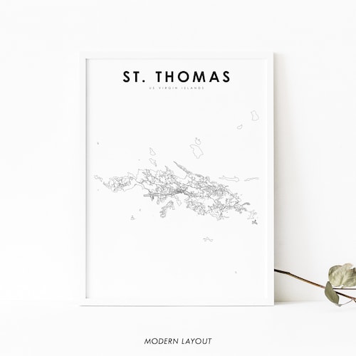 St. Thomas US Virgin Islands Map Print Saint Thomas USVI | Etsy
