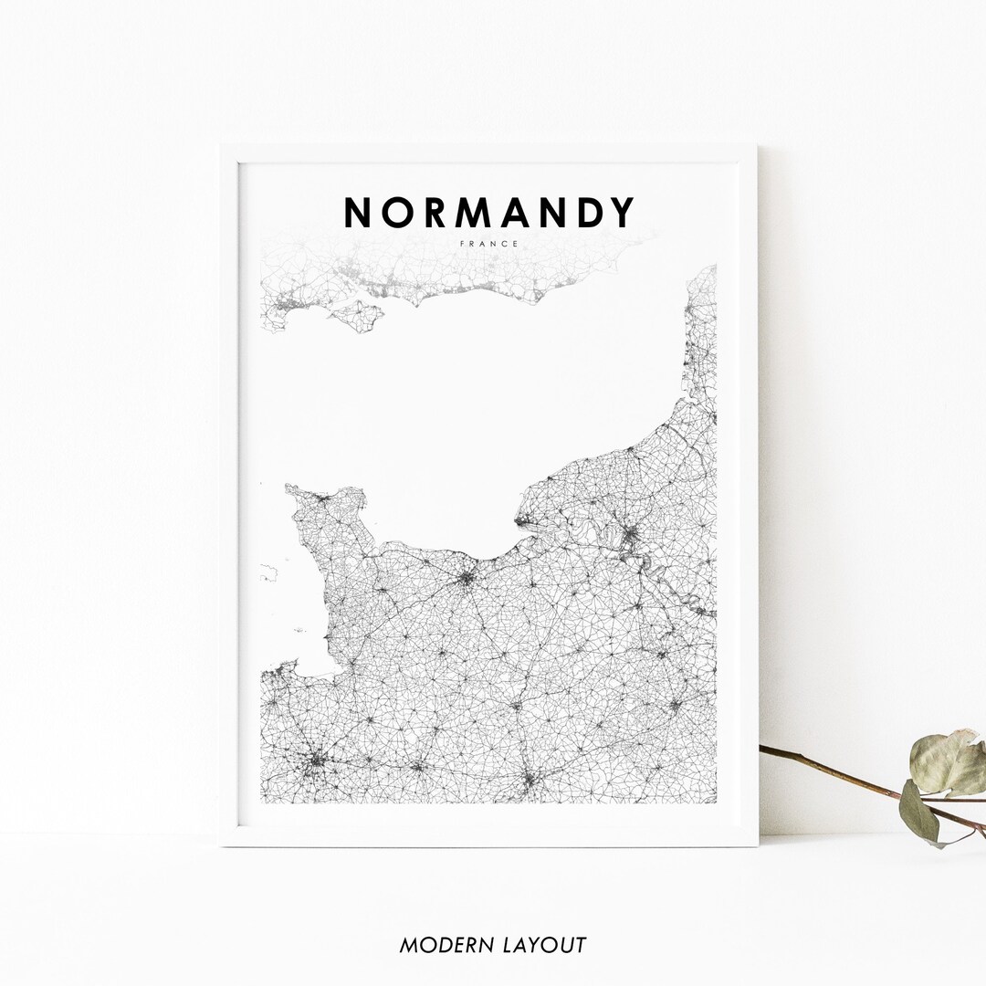Normandy France Map Print, Map Art Poster, Normandie Française, City ...