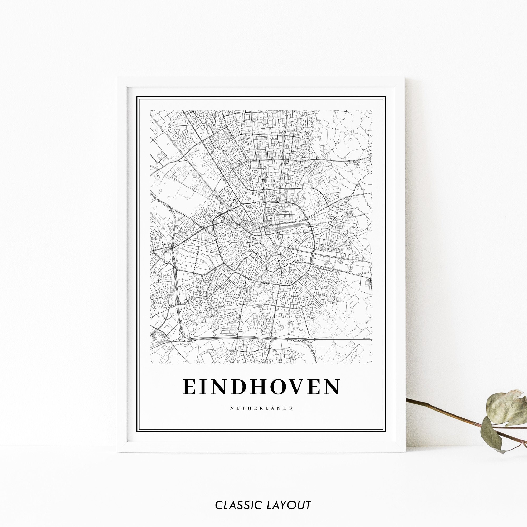 Eindhoven Netherlands Map Print Map Art Poster Nederland | Etsy