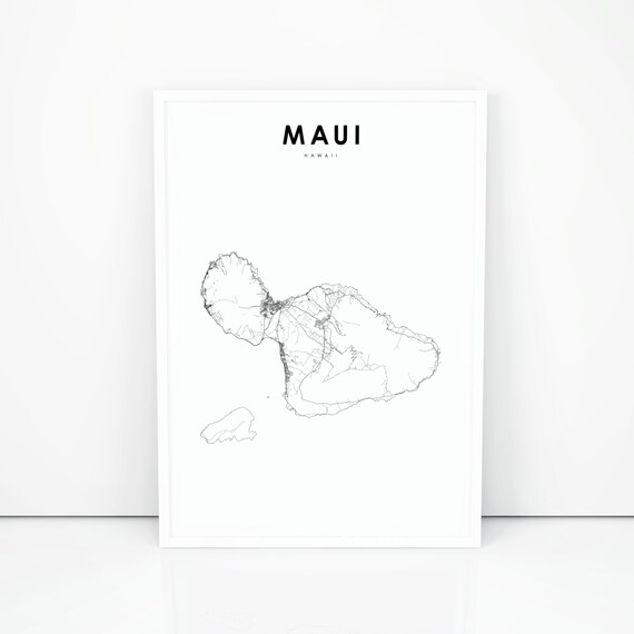 Maui HI Map Print Hawaii USA Map Art Poster Kahului City | Etsy
