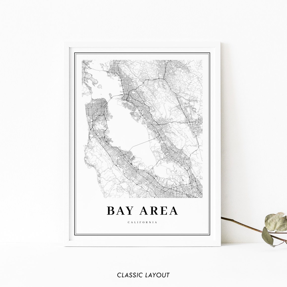 Bay Area CA Map Print, California USA Map Art Poster, South Bay City ...