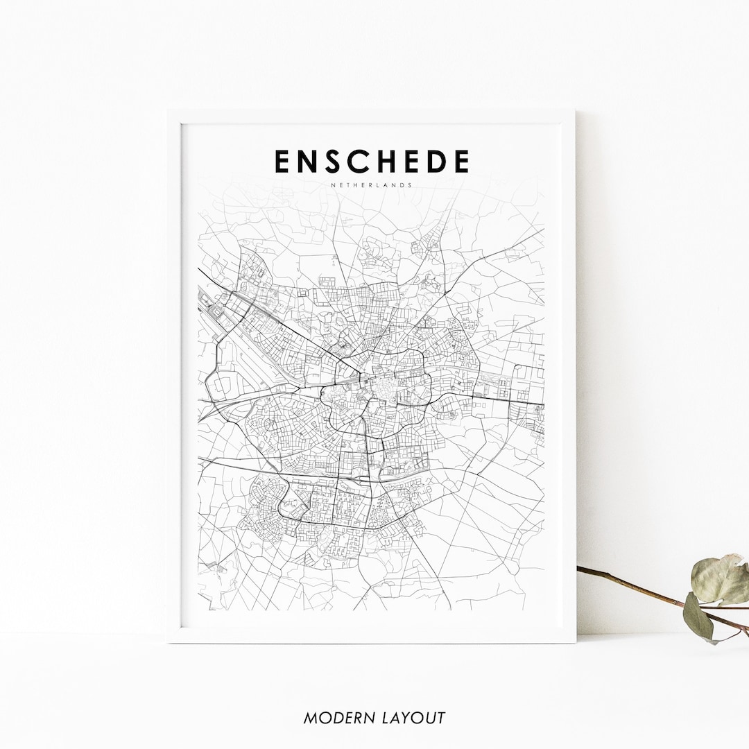 Enschede Niederlande Karte Print, Karte Art Poster, Eanske Overijssel ...