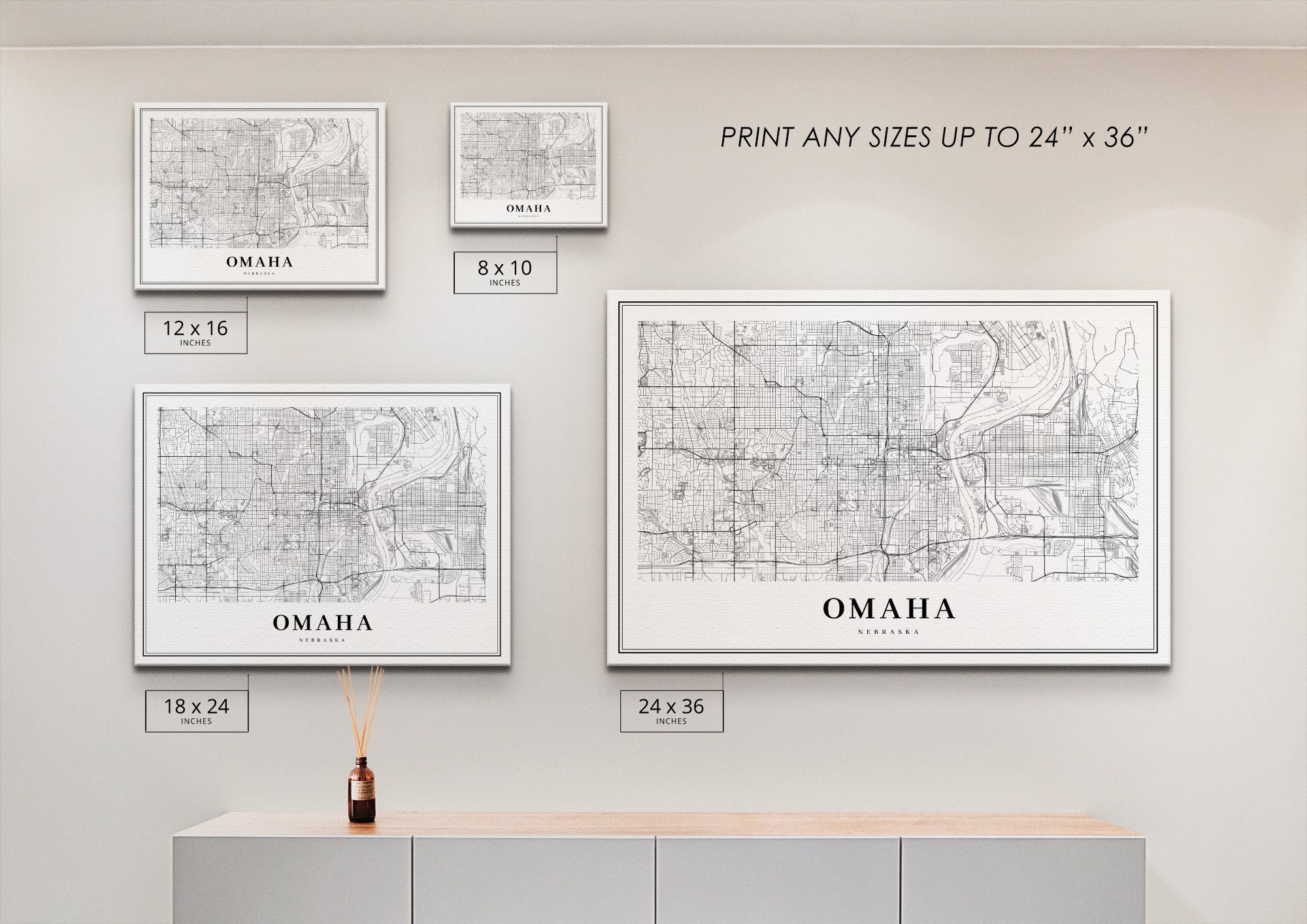 Omaha NE Map Print Nebraska USA Map Art Poster Douglas | Etsy