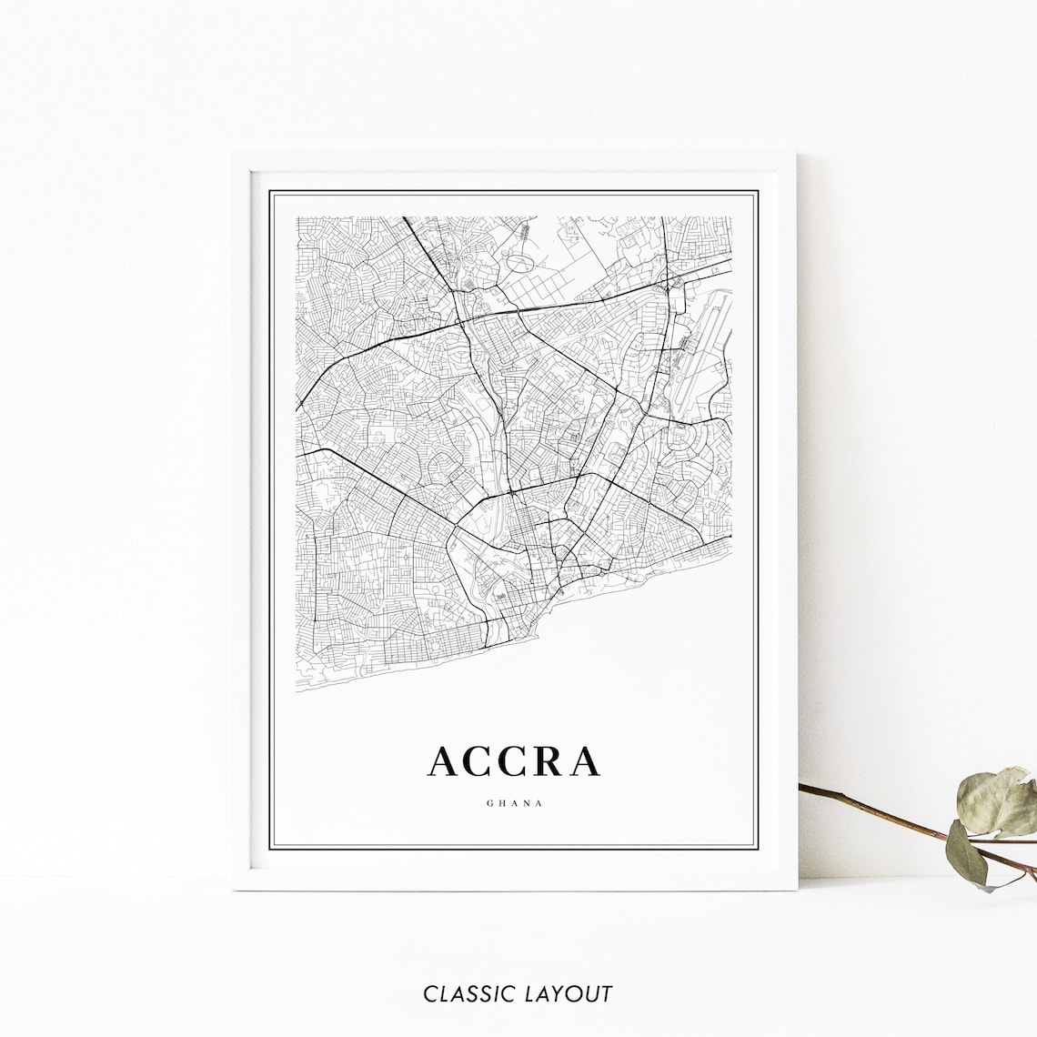 Accra Ghana Map Print Map Art Poster Nkran Ankara City - Etsy