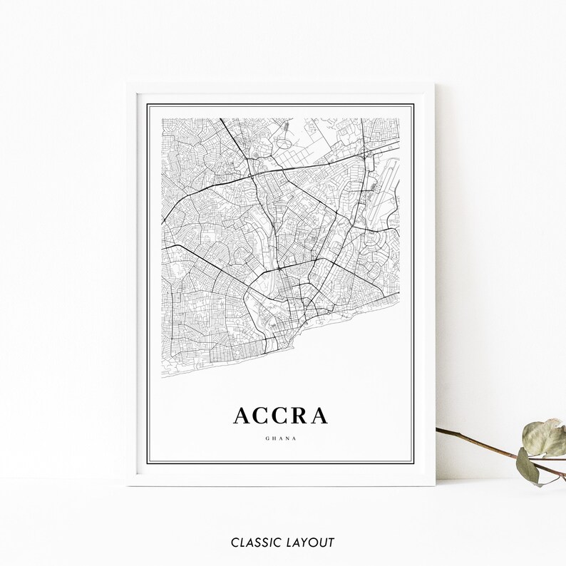 Accra Ghana Map Print Map Art Poster Nkran Ankara City - Etsy