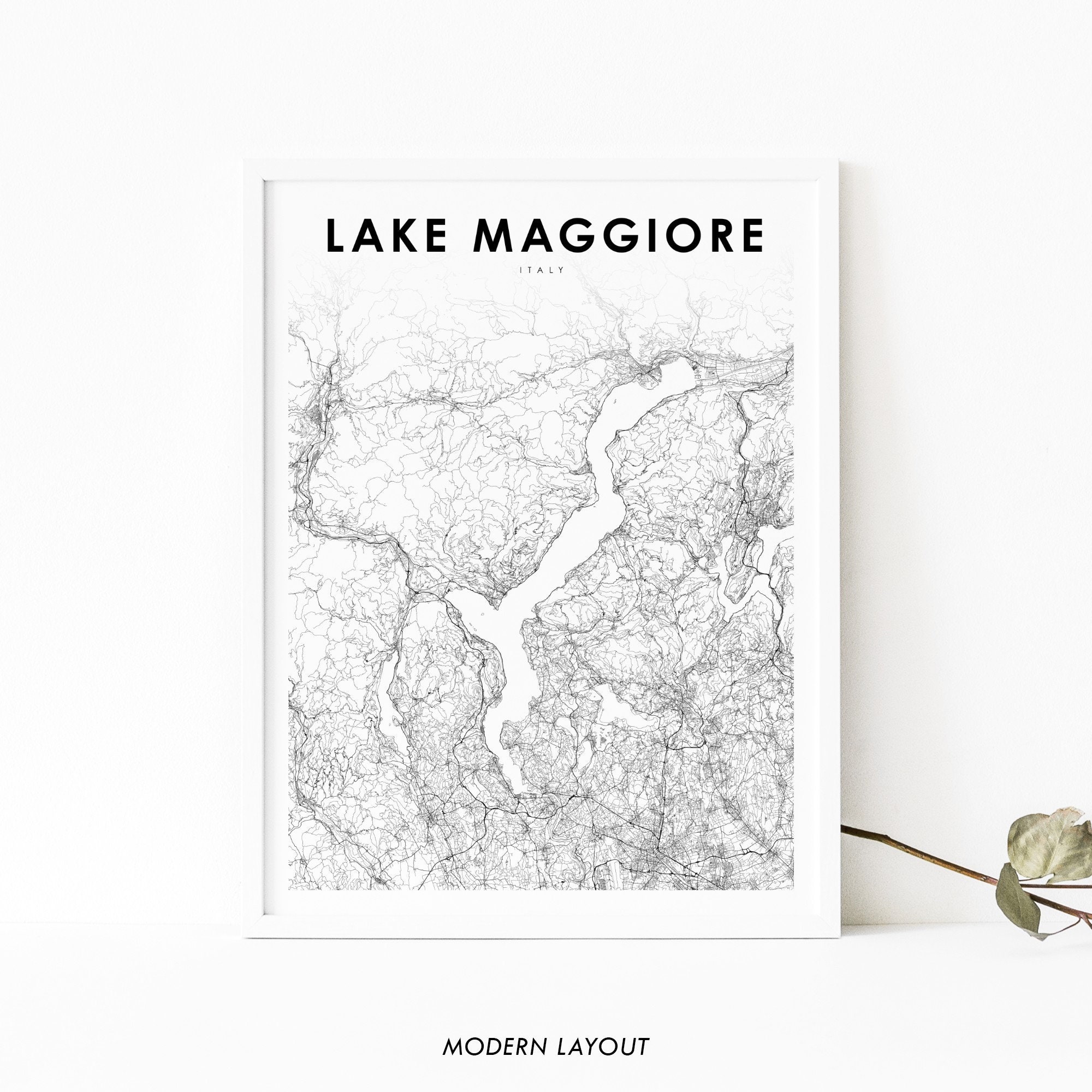 Lake Maggiore Italy Map Print, Lago Maggiore Italia Map Art Poster City ...