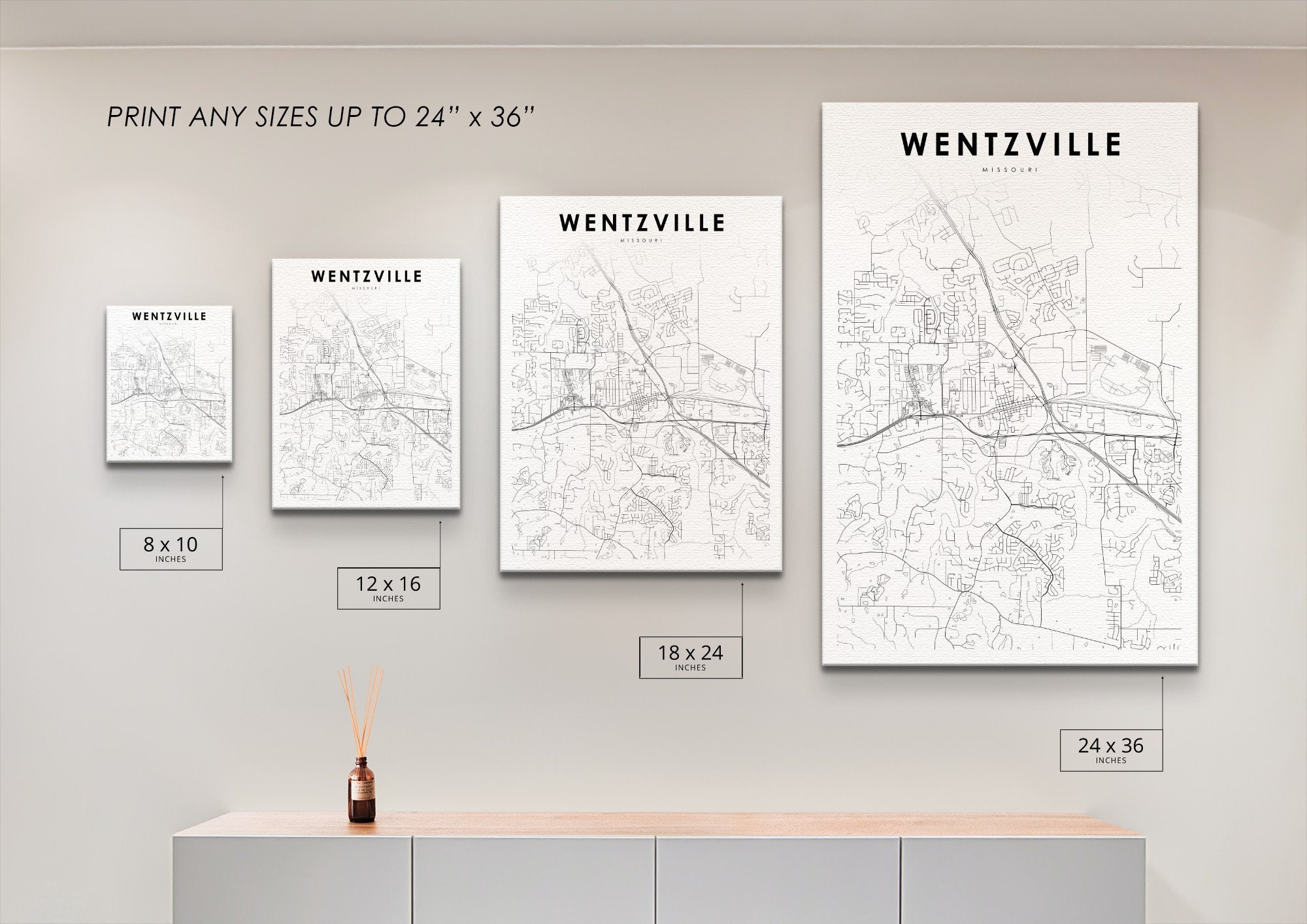 Wentzville MO Map Print Missouri USA Map Art Poster St. | Etsy