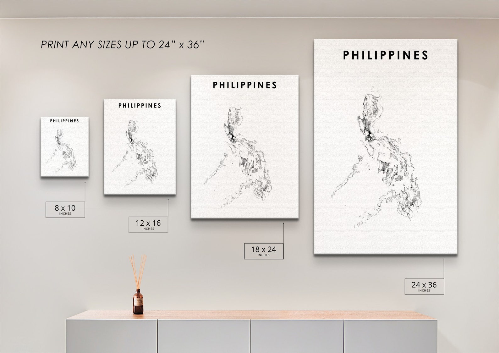 Philippines Map Print Road Map Art Poster Manila Pilipinas - Etsy