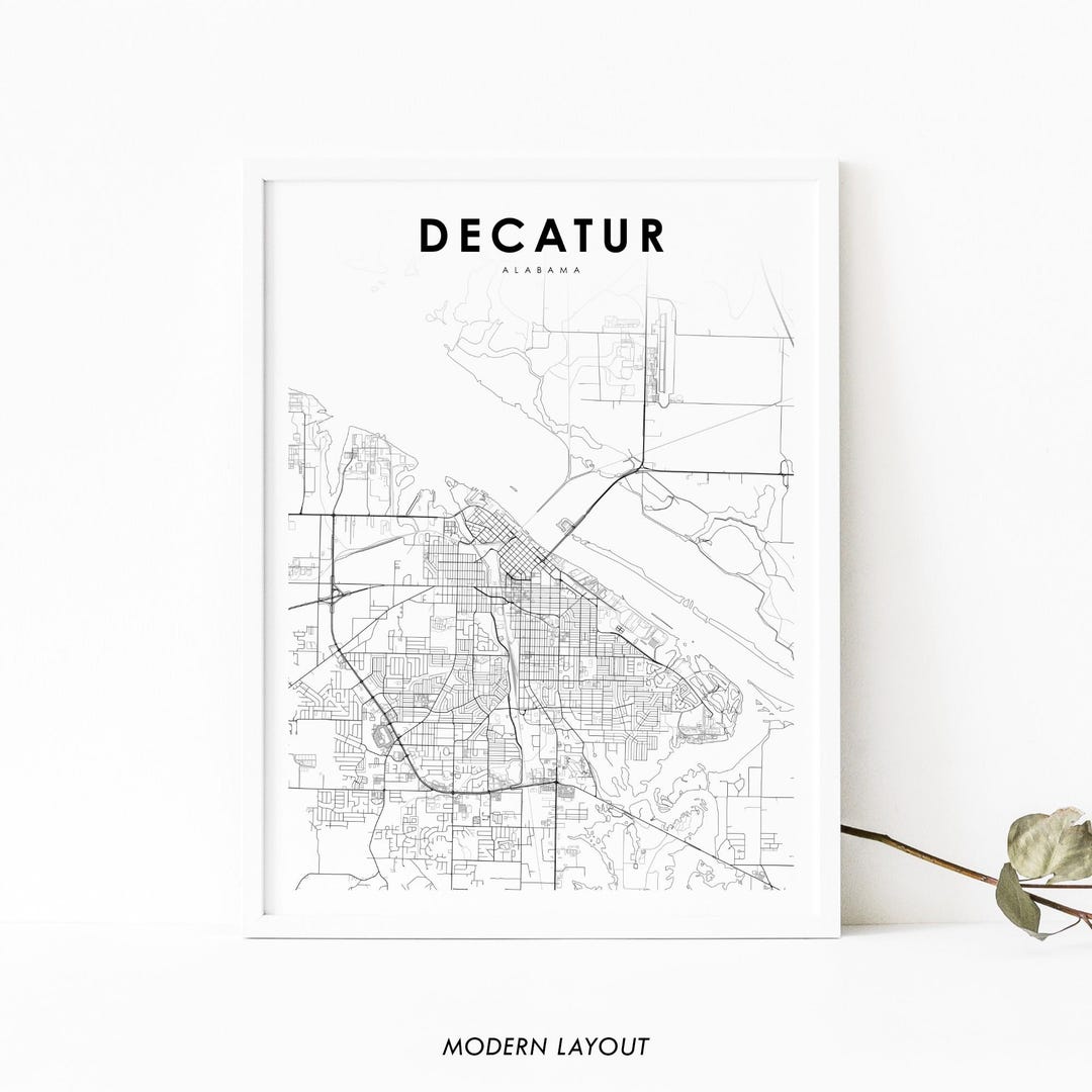 Decatur AL Map Print, Alabama USA Map Art Poster, Morgan County, City ...