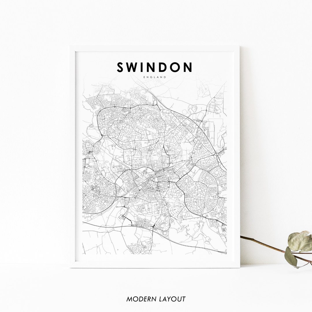 Swindon England Map Print United Kingdom UK Map Art Poster - Etsy