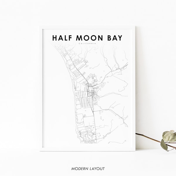 Half Moon Bay Map Art - Etsy