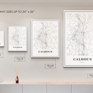 Calhoun GA Map Print, Georgia USA Map Art Poster, Gordon County, City ...