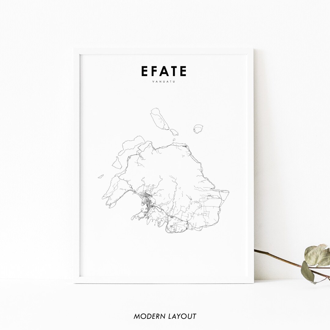 Efate Vanuatu Map Print, Map Art Poster, Port Vila Île Vate Efate ...