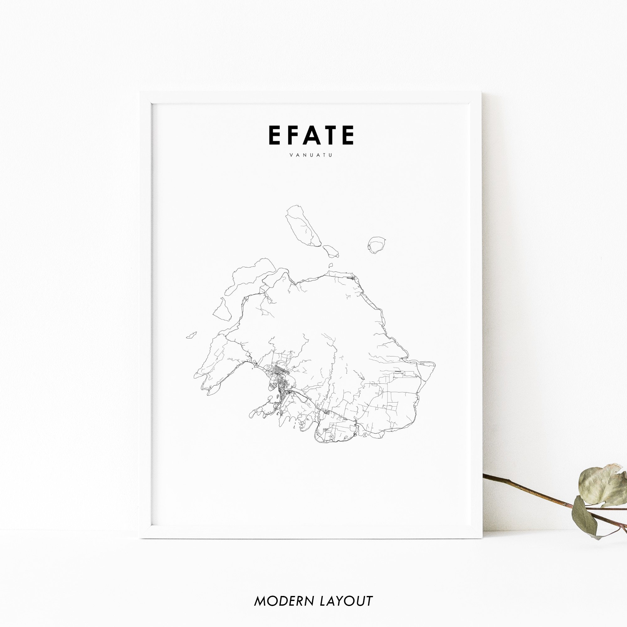 Efate Vanuatu Map Print Map Art Poster Port Vila Île Vate - Etsy UK