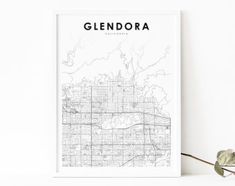 Glendora Map Print, Glendora Map Poster Wall Art, Ca City Map ...