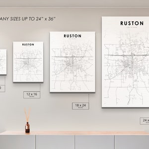 Ruston LA Map Print, Louisiana USA Map Art Poster, Louisiana Tech, City ...