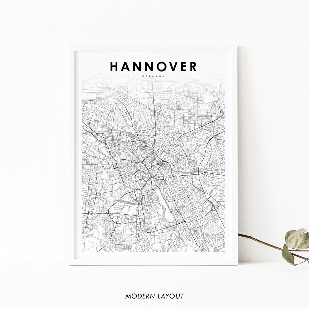 Hannover Germany Map Print Hanover Deutschland Map Art - Etsy