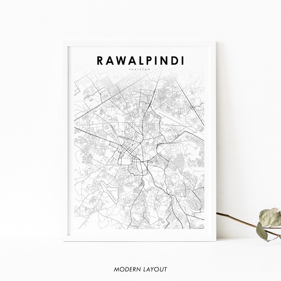 Rawalpindi Pakistan Map Print, Map Art Poster, Pindi Punjab City Street ...