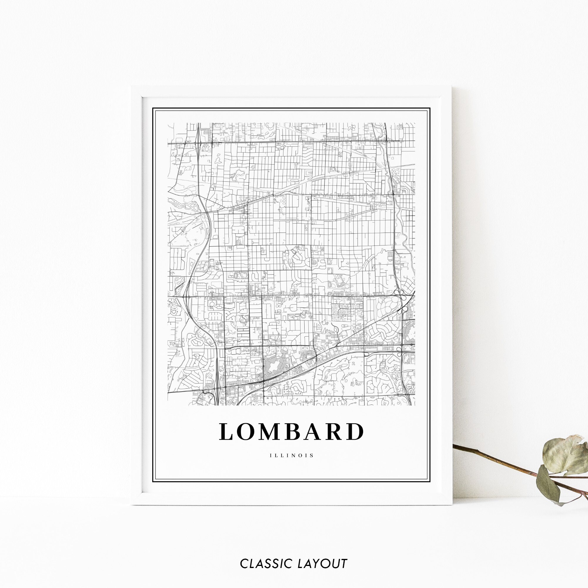 Lombard IL Map Print Illinois USA Map Art Poster DuPage | Etsy