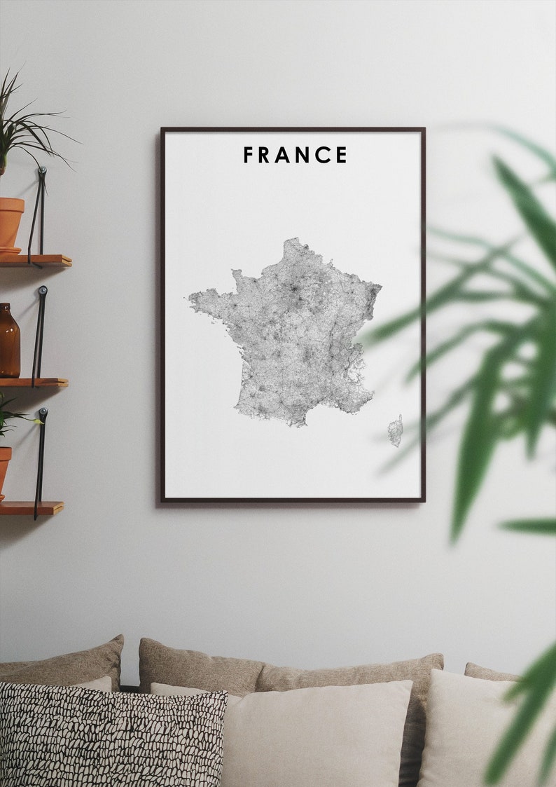 France Map Print Road Map Art Poster République Française | Etsy
