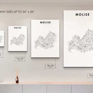 Molise Italy Map Print, Road Map Art Poster, Mulise Italia Campobasso ...