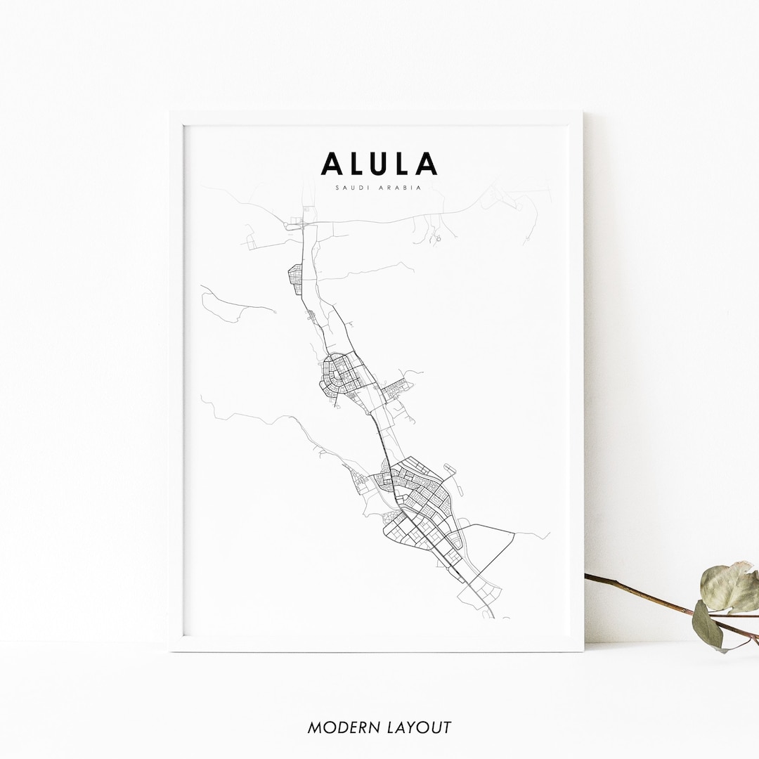 Alula Saudi Arabia Map Print, Al'ula Map Art Poster, City Street Road ...