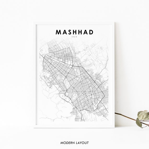 Mashhad Iran Map Print Map Art Poster مشهد Razavi Khorasan | Etsy