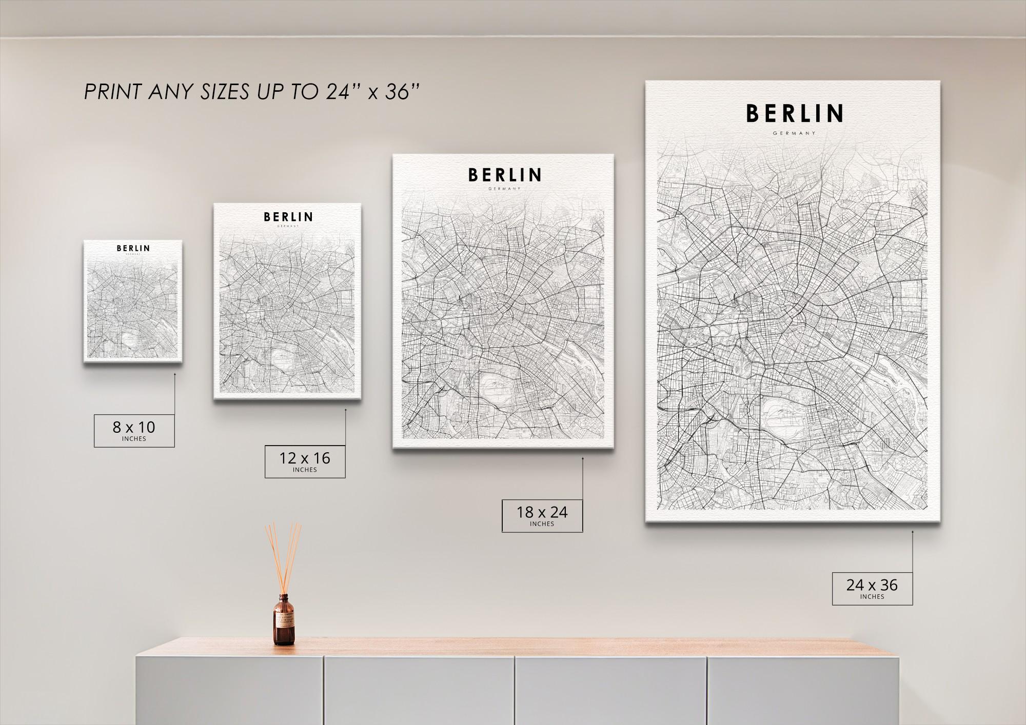 Berlin Germany Map Print, Map Art Poster, Brandenburg, City Street Road ...
