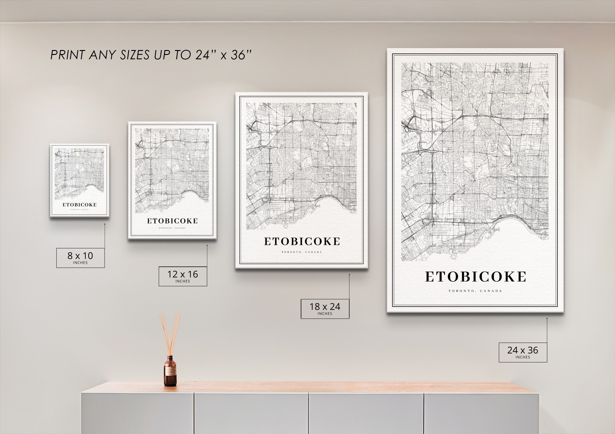 Etobicoke Toronto Map Print Ontario ON Canada Map Art Poster Etsy