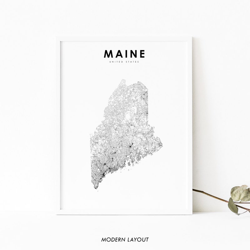 Maine Map Art - Etsy