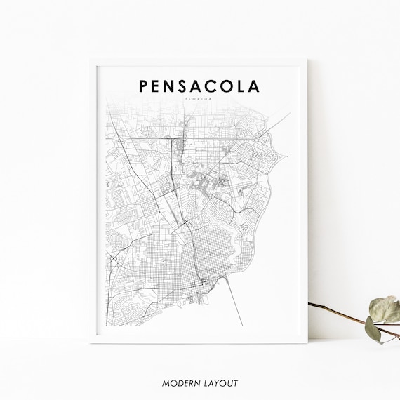 Pensacola FL Map Print Florida USA Map Art Poster Panhandle | Etsy