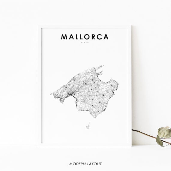 Mallorca Spain Map Print Majorca Road Map Poster Balearic - Etsy