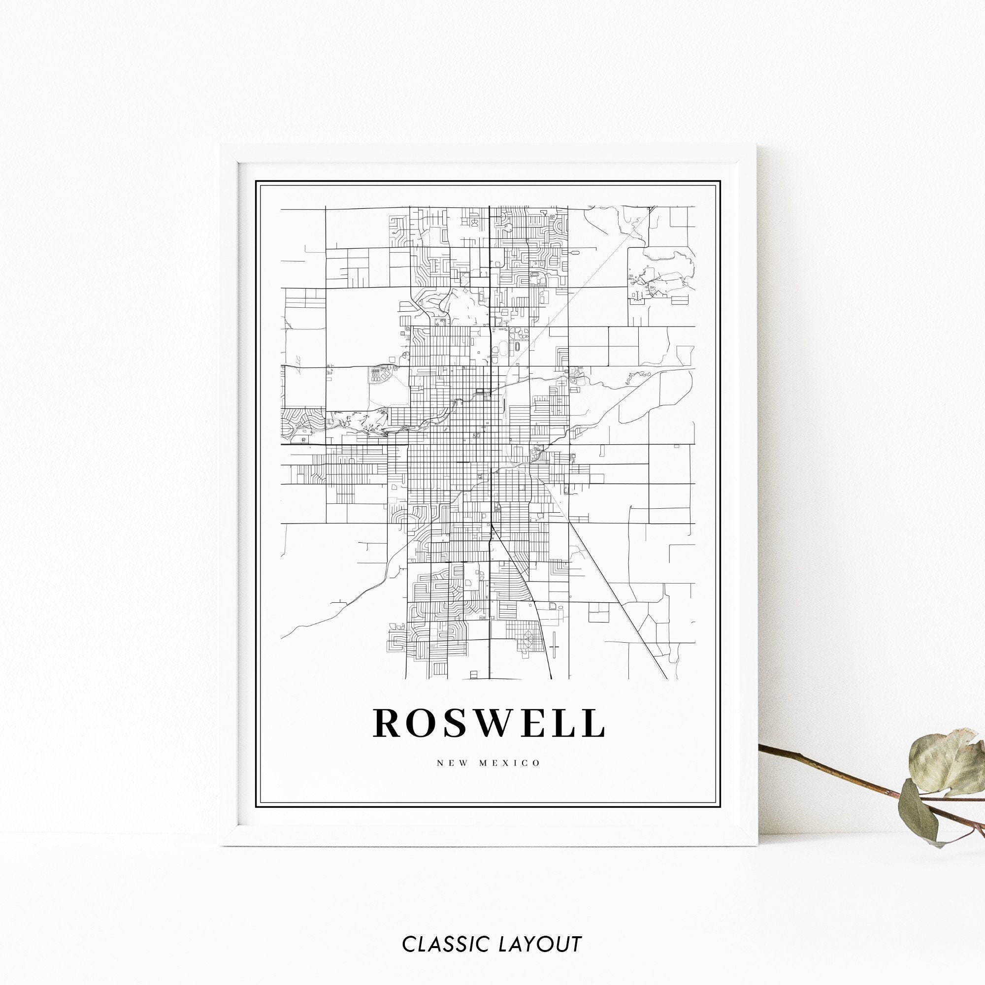 Roswell NM Map Print New Mexico USA Map Art Poster City - Etsy